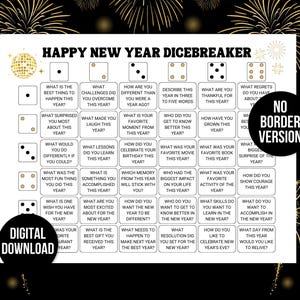 New Years Eve Dicebreaker, New Years Dicebreaker, New Years Icebreaker ...
