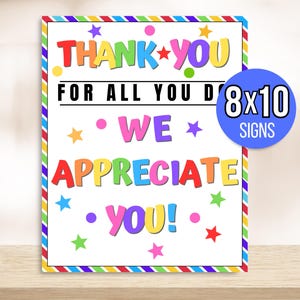 Printable Appreciation Signs, Staff Appreciation Signs, Appreciation ...