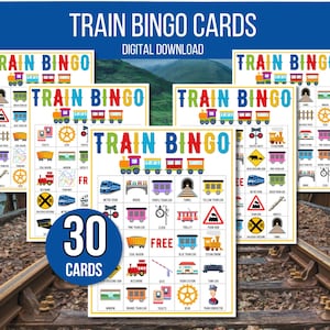 Train Bingo, 30 Printable Train Bingo Cards, Train Travel Bingo, Train ...
