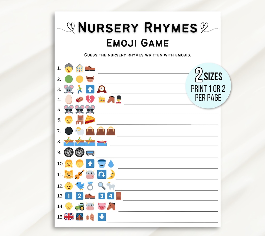 Nursery Rhymes Emoji Game, Emoji Nursery Rhymes Game, Baby Emoji Game ...