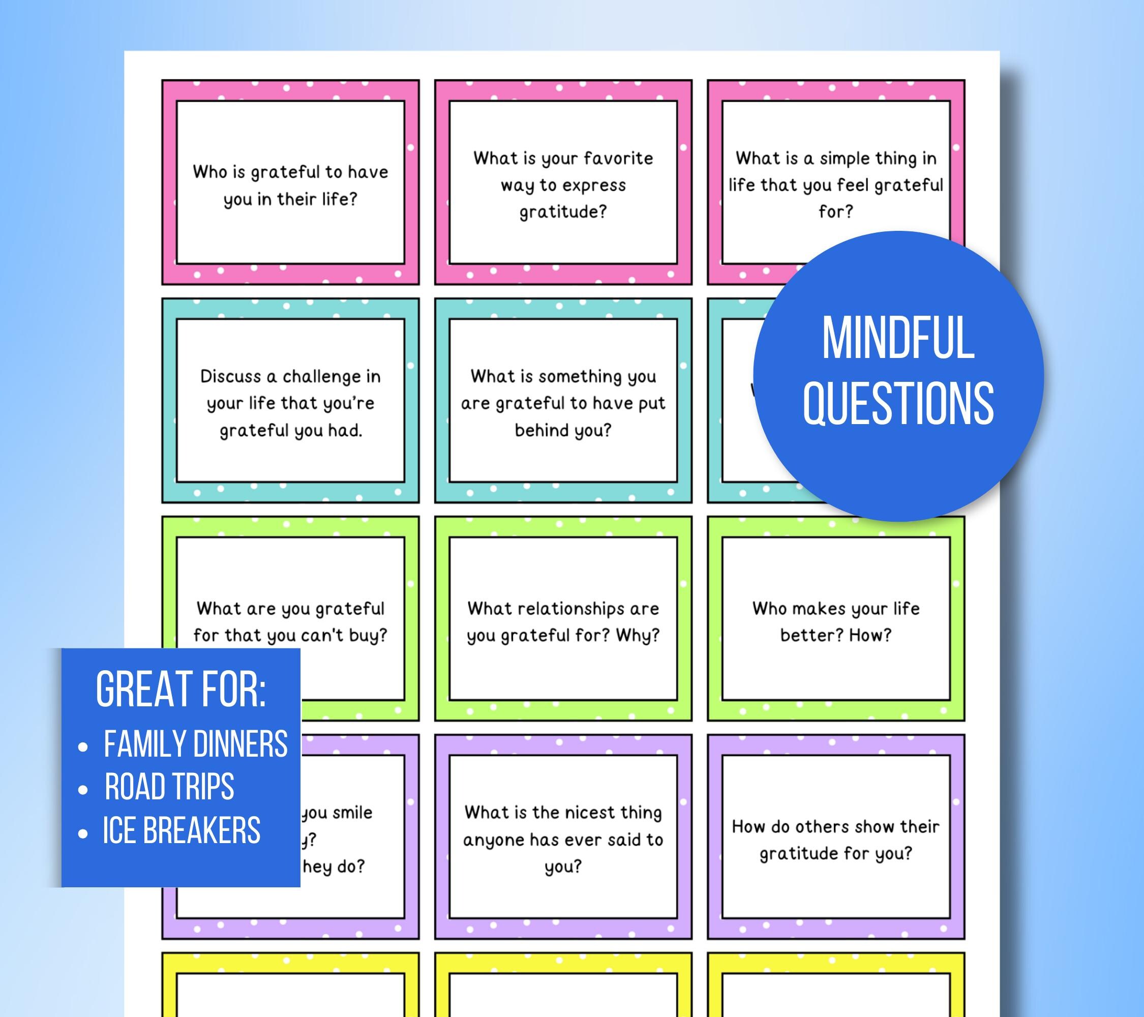 Gratitude Prompts, Gratitude Questions, Gratitude Conversation Starters ...