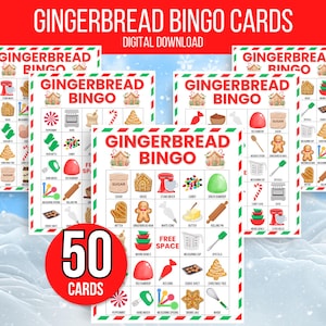 Gingerbread Bingo, 50 Gingerbread Bingo Cards, Christmas Baking Bingo ...
