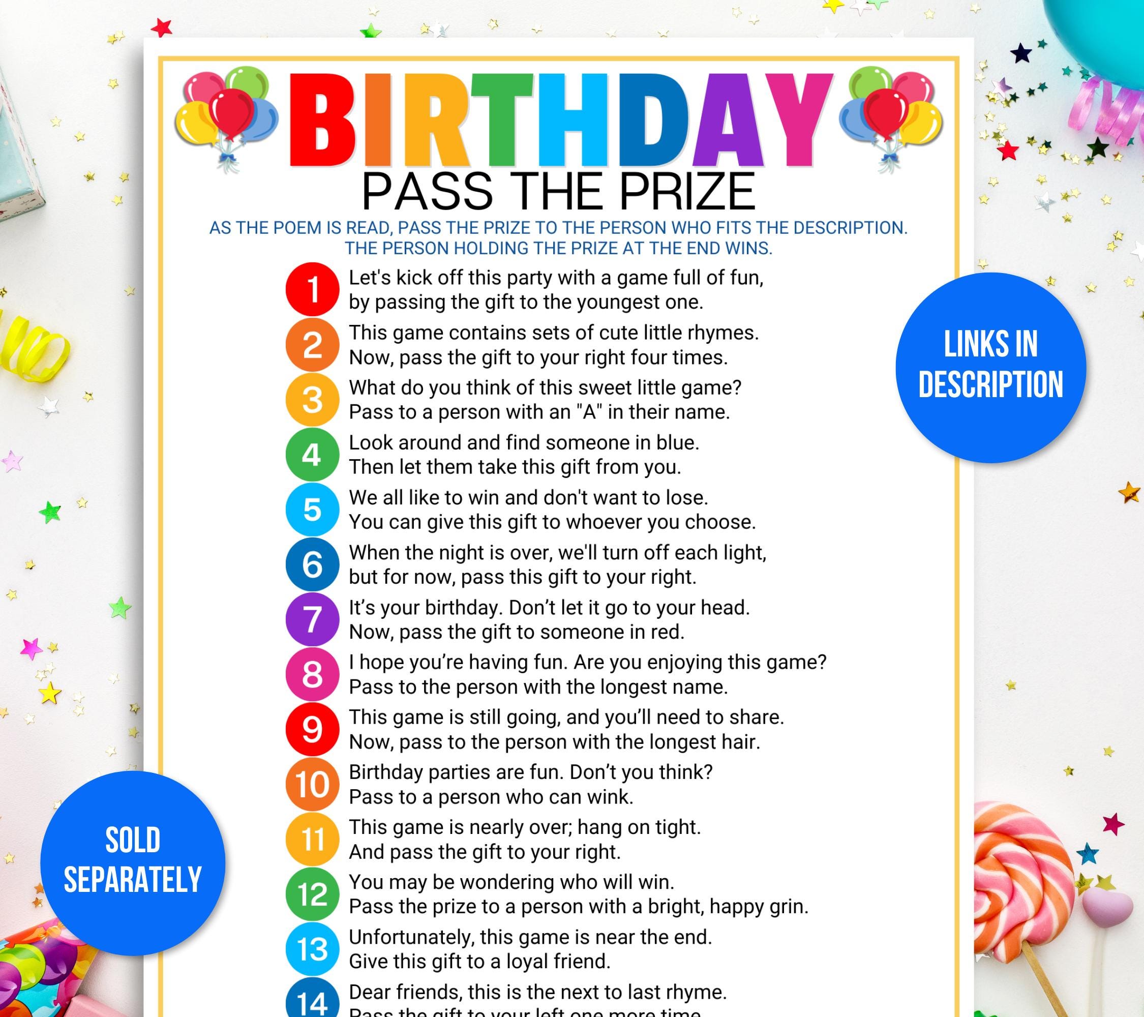 Left Right Birthday Game, Right Left Birthday Game, Kids Birthday Pass ...