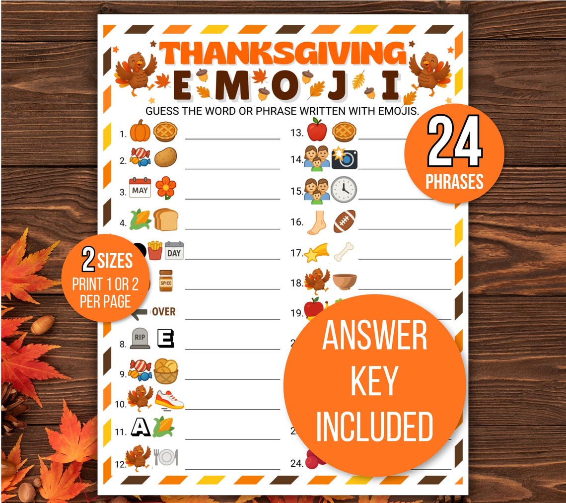 Thanksgiving Emoji Game, Emoji Thanksgiving Game, Thanksgiving Emoji ...