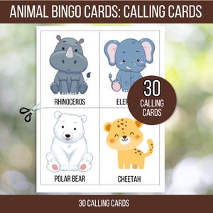 Animal Bingo, 30 Printable Animal Bingo Cards, Animal Party Game ...