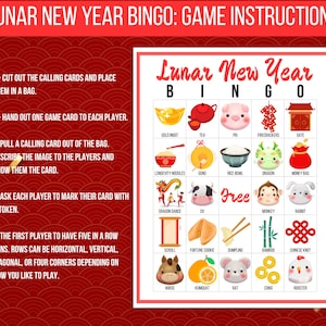 Lunar New Year Bingo, 30 Lunar New Year Bingo Cards, Lunar New Year ...