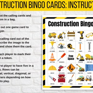 Construction Bingo, 30 Printable Construction Bingo Cards, Construction ...