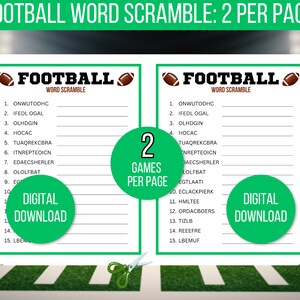 Football Word Scramble, Printable Football Word Scramble, Football ...