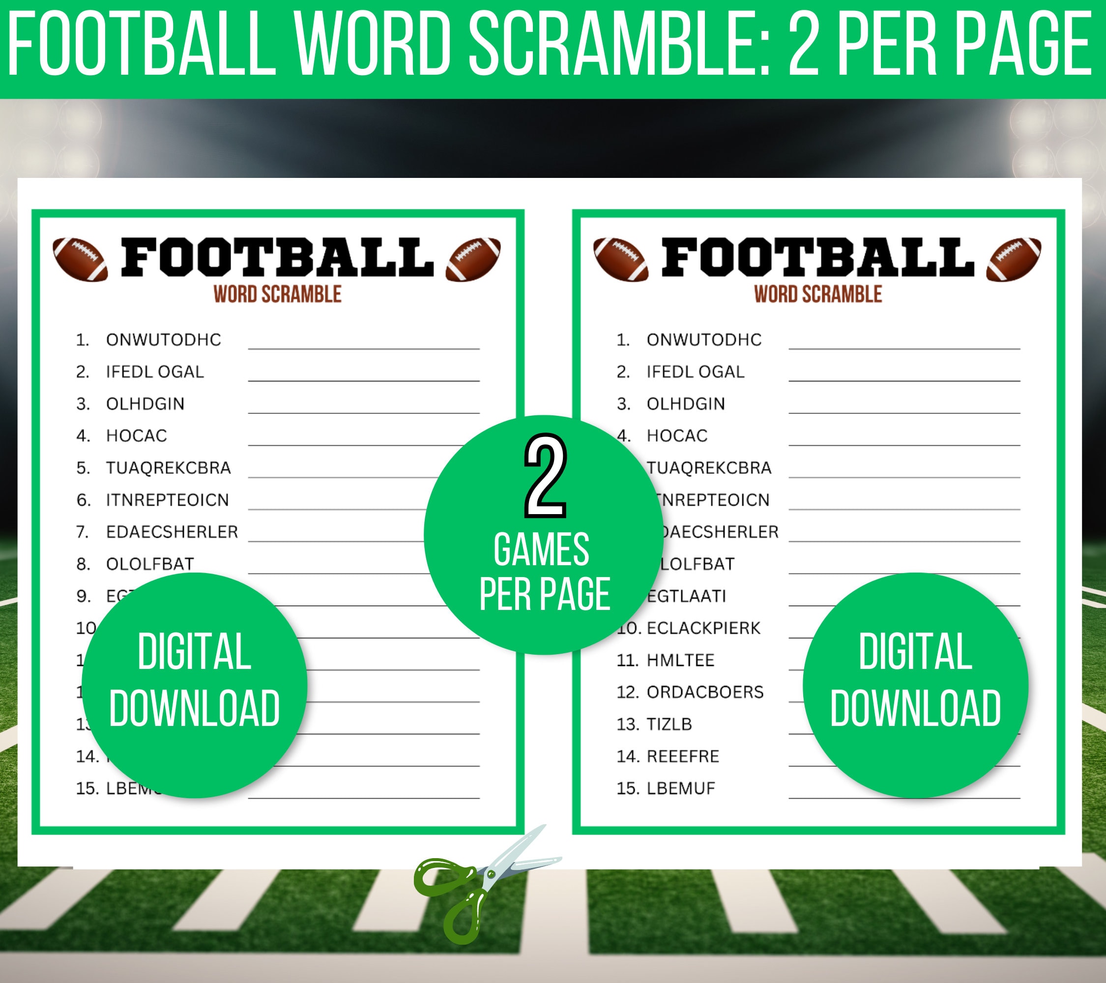 Football Word Scramble, Printable Football Word Scramble, Football ...