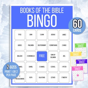 Books of the Bible Bingo, Bible Bingo, 60 Bible Bingo Cards, Bible ...