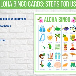 Aloha Bingo, Luau Bingo, Hawaiian Bingo, 30 Printable Luau Bingo Cards ...