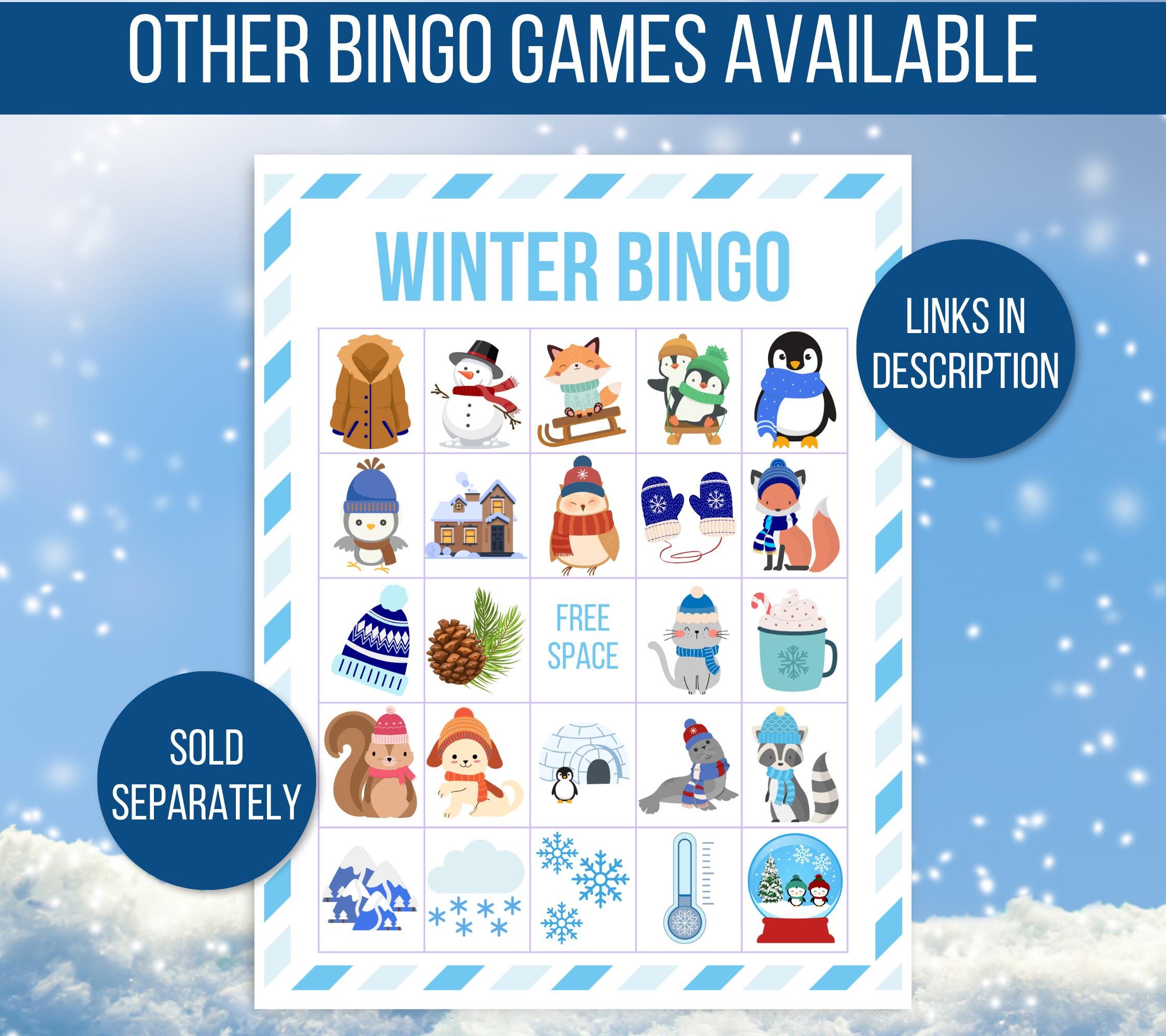 Winter Bingo, 50 Winter Bingo Cards, Winter Games, Winter Activity for ...
