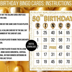 Birthday Bingo, 80 50th Birthday Bingo Cards, 50th Birthday Game, Happy Birthday Bingo Boards ...
