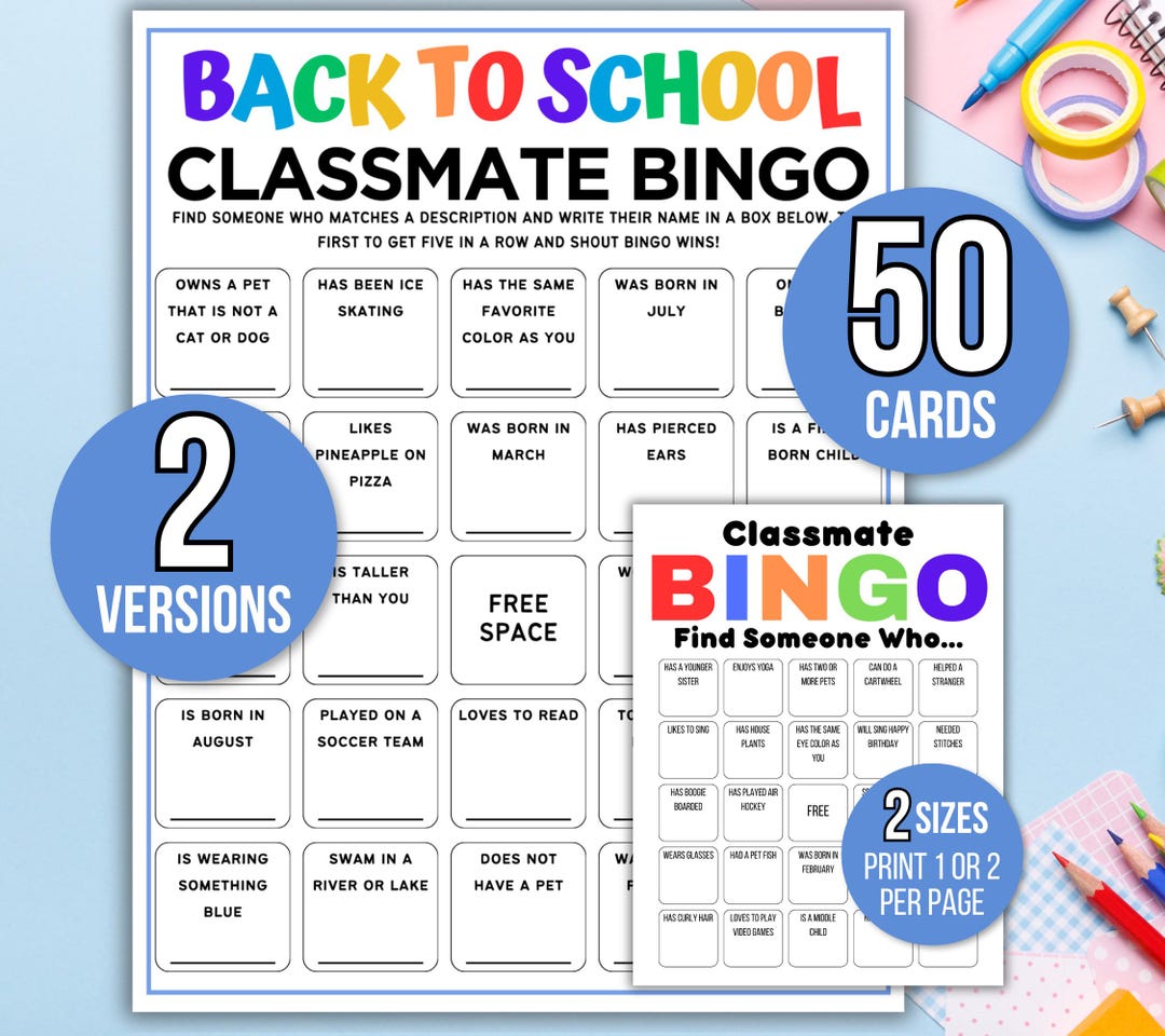 Back to School Bingo, Back to School Games, Classmate Bingo, Get to ...