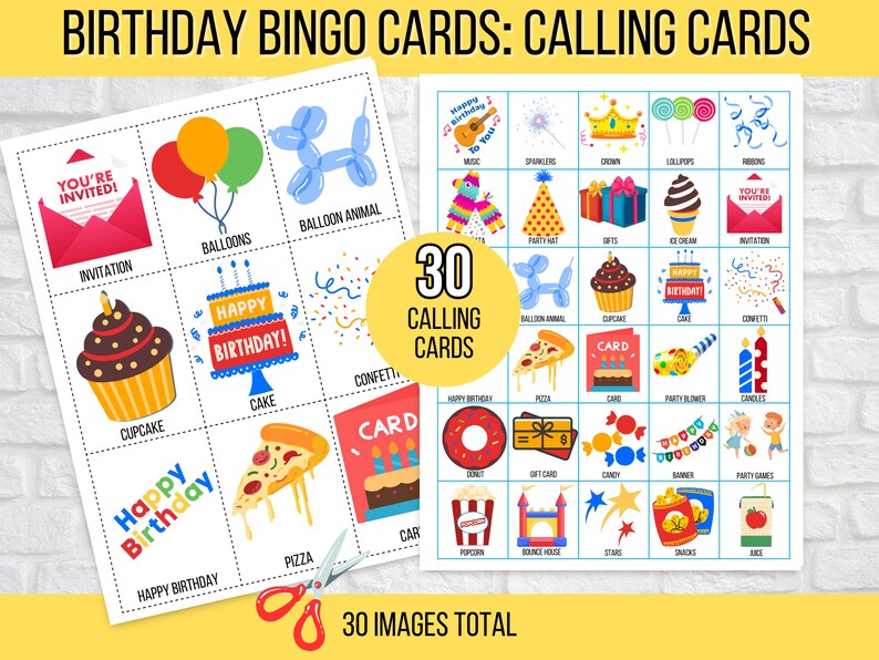 Birthday Bingo, 30 Birthday Party Bingo Cards, Birthday Game, Happy ...