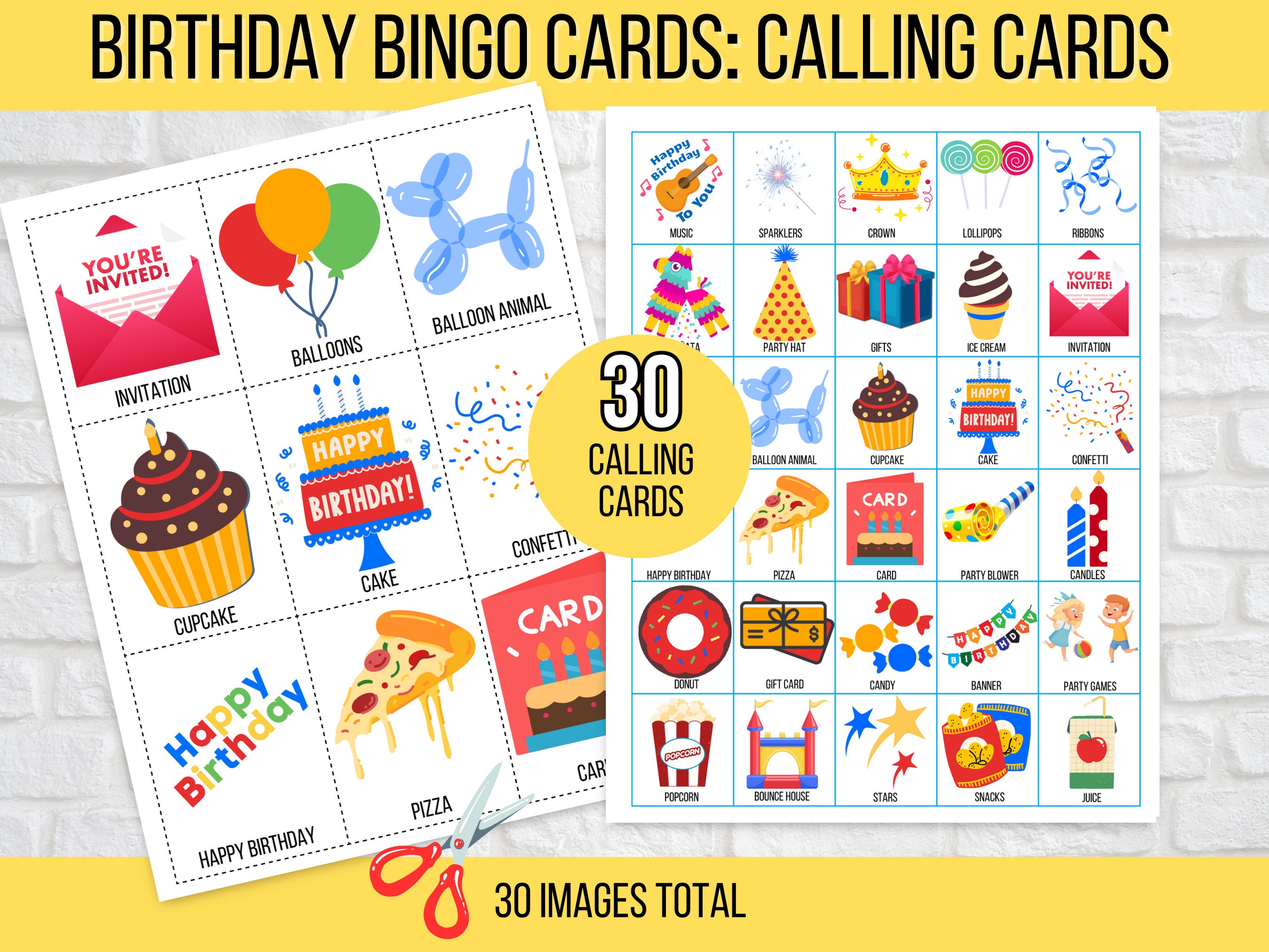 Birthday Bingo, 30 Birthday Party Bingo Cards, Birthday Game, Happy ...