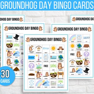 Groundhog Day Bingo, 30 Printable Groundhog Day Bingo Cards, Groundhog ...
