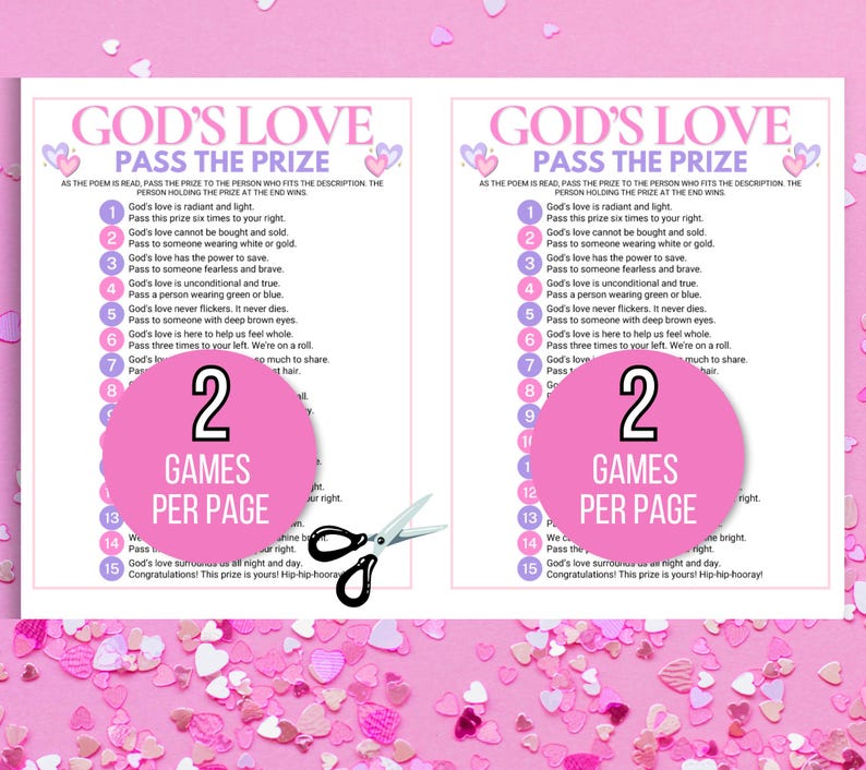 God's Love Pass the Prize Game, Pass the Prize Gods Love Game, Church ...