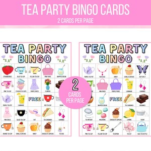 Tea Party Bingo, 30 Printable Tea Party Bingo Cards, Tea Party Game ...
