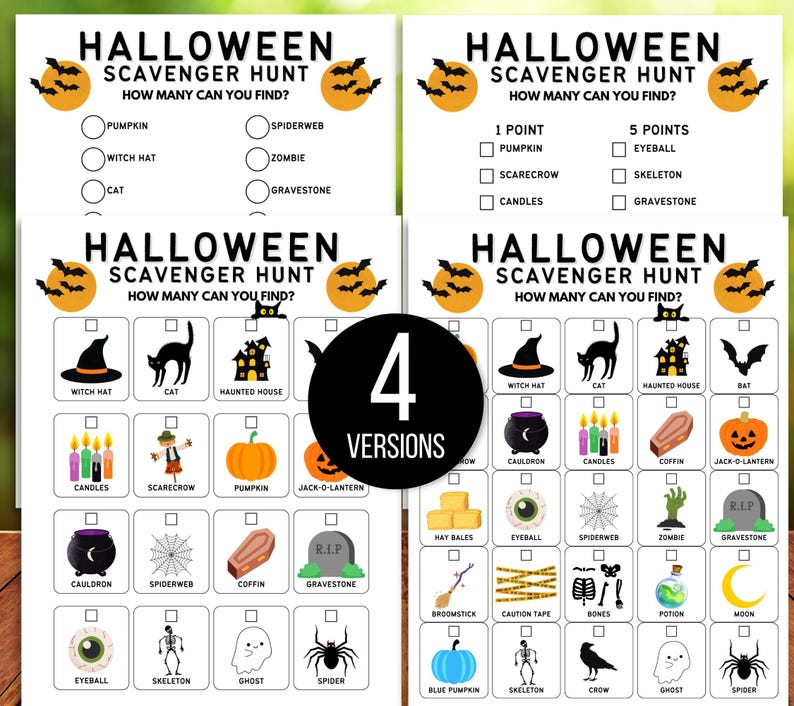 Halloween Scavenger Hunt for Kids, Halloween Scavenger Hunt, Halloween ...