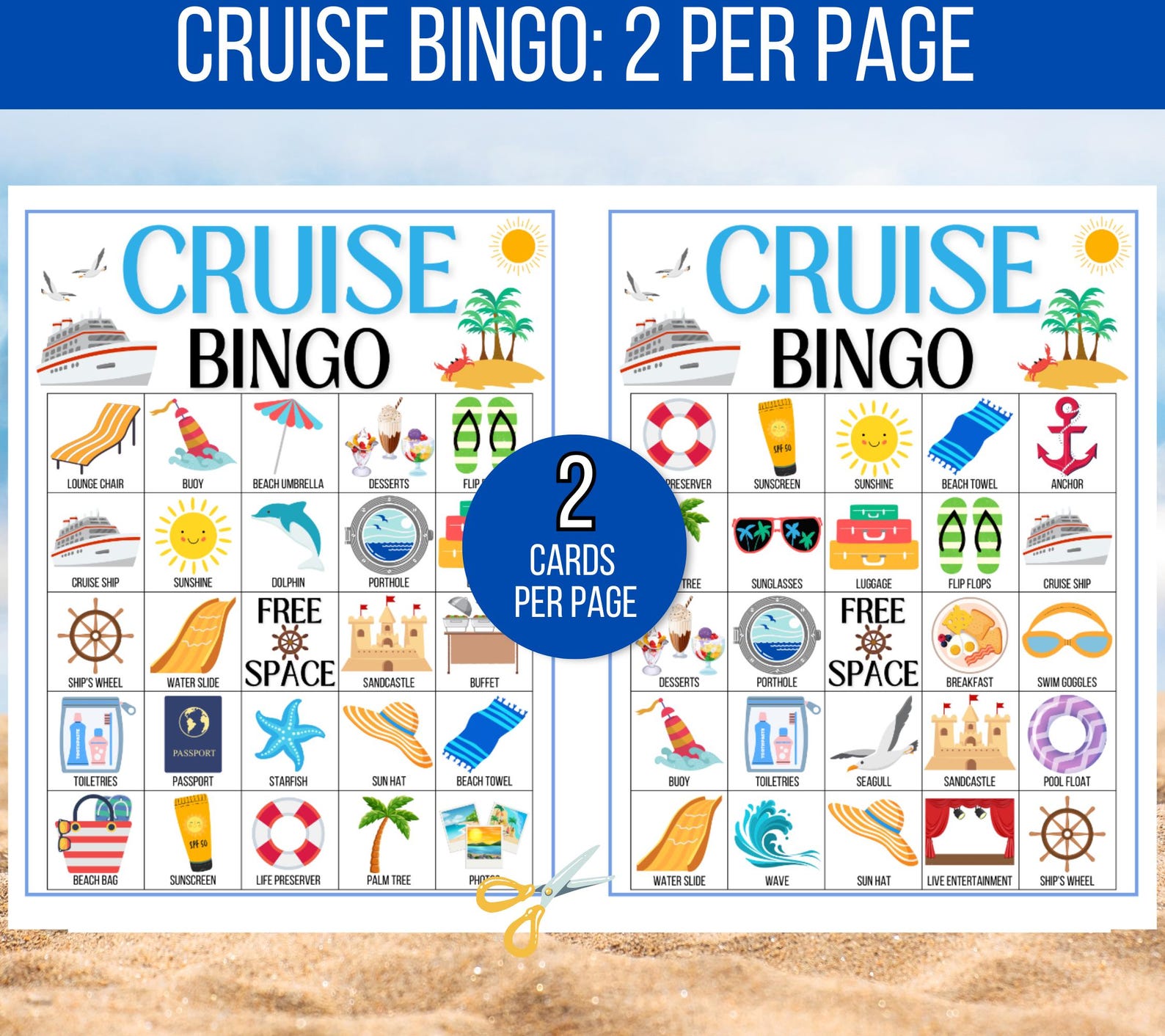 Cruise Bingo, 60 Cruise Bingo Cards, Cruise Games, Cruise Ship Bingo ...