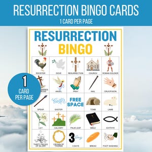 Resurrection Bingo, 50 Religious Easter Bingo Cards, Easter Bible Bingo ...