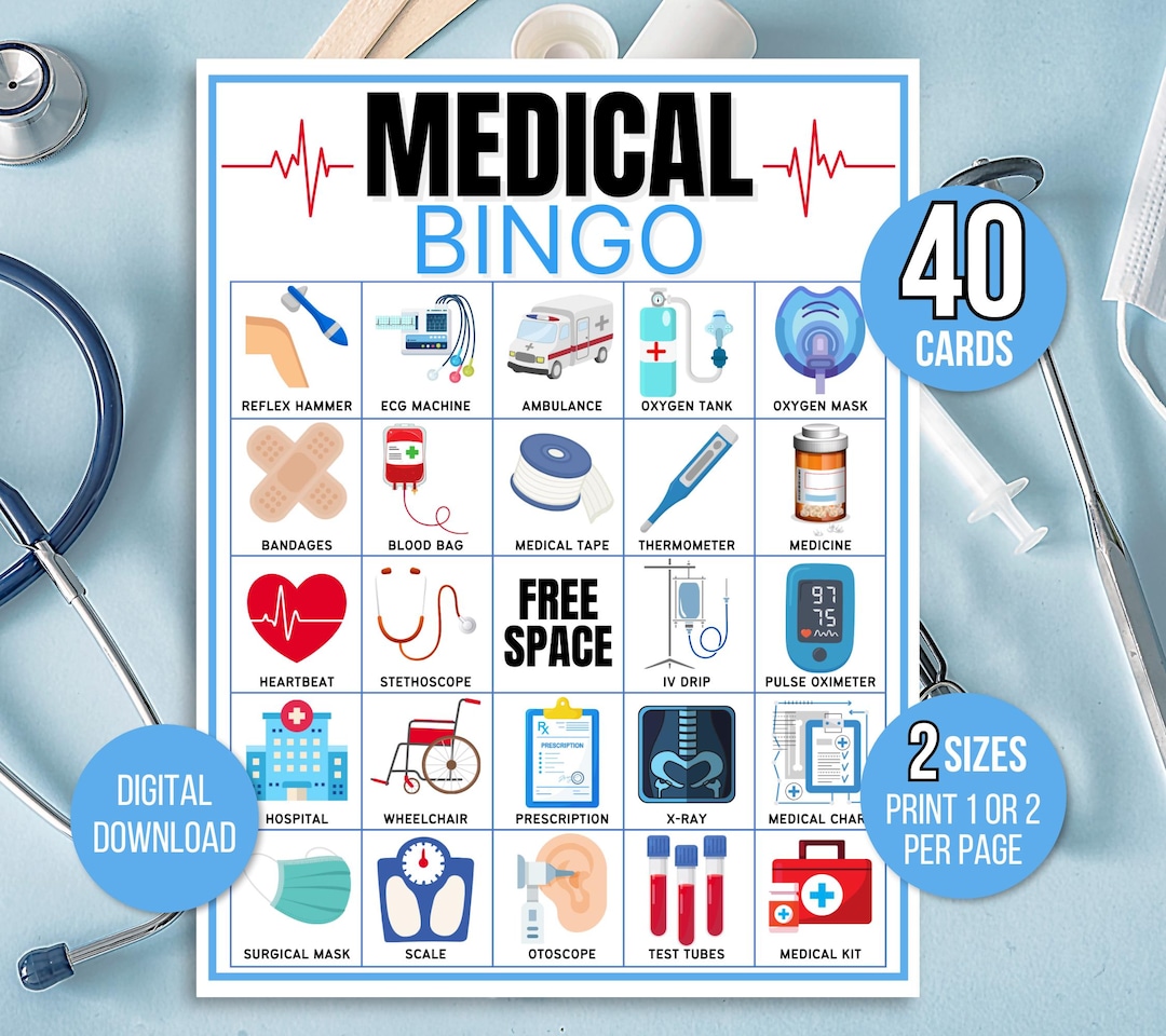 Medical Bingo, 40 Printable Medical Bingo Cards, Doctor Bingo, Nurse ...