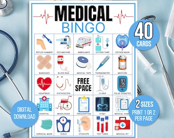 Medical Bingo, 50 Printable Medical Bingo Card, Doctor Retirement Game ...