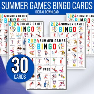 Summer Games Bingo, 30 Summer Games Bingo Cards, Summer Games, Summer ...