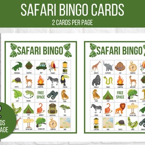Safari Bingo, 30 Printable Safari Bingo Cards, Safari Party Game ...