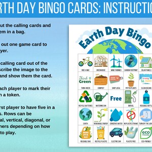 Earth Day Bingo, Earth Day Game, Earth Day Party Activity, Earth Day ...