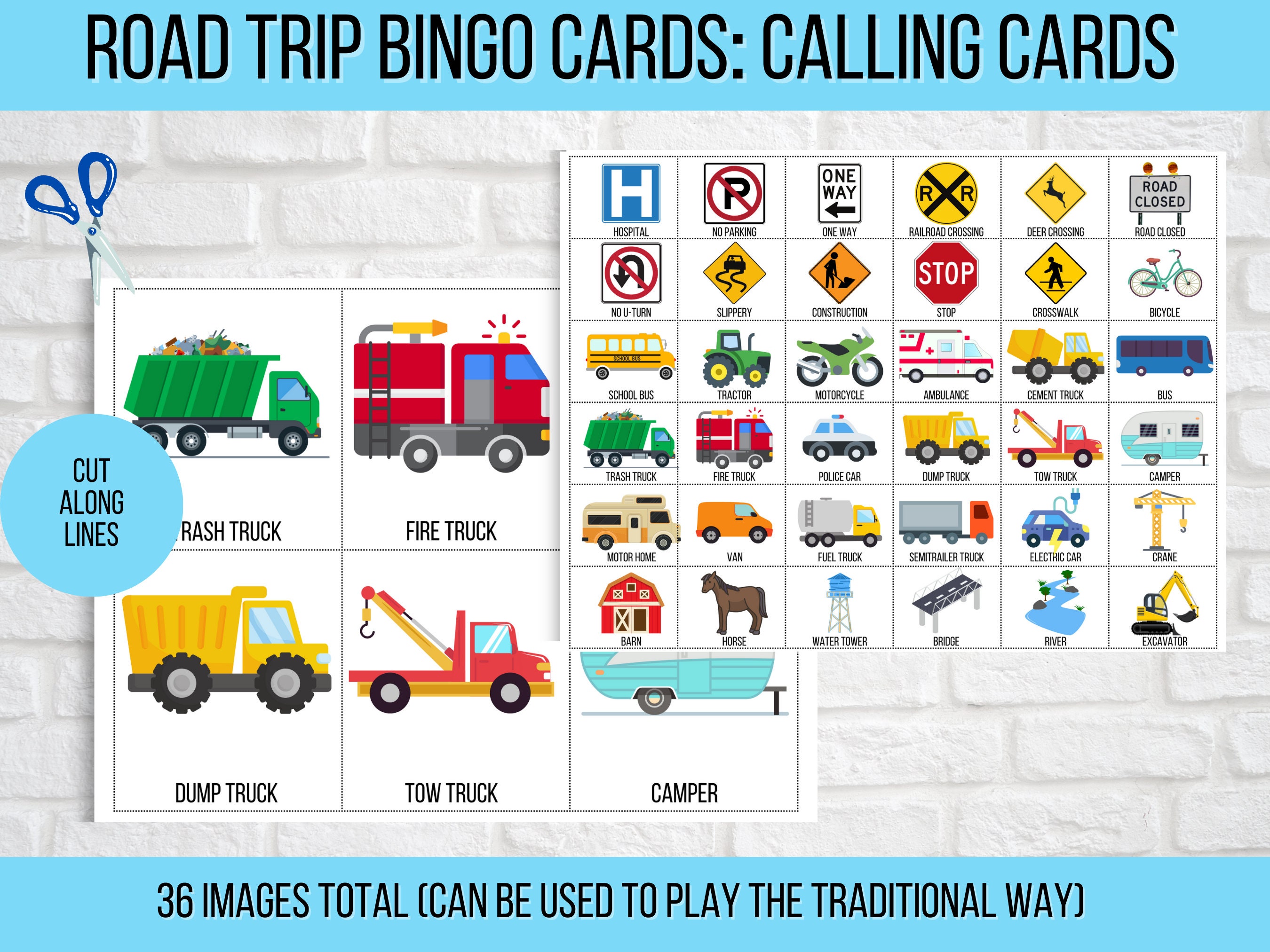 Road Trip Bingo 10 Printable Road Trip Bingo Cards Family - Etsy