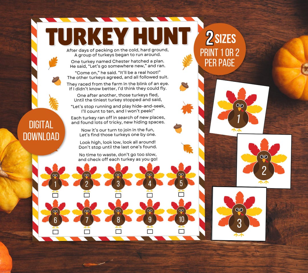 Thanksgiving Scavenger Hunt, Turkey Hunt Game, Thanksgiving Treasure ...