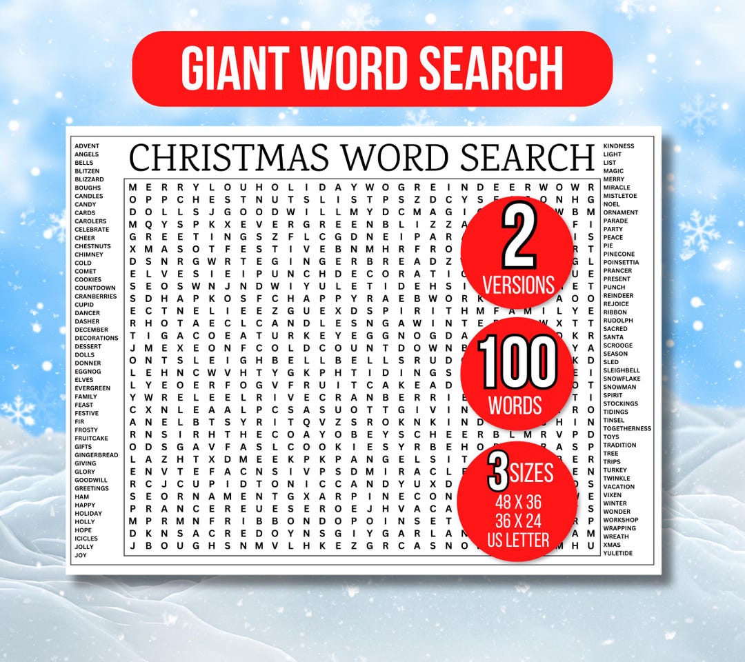 Giant Christmas Word Search, Giant Word Search, Giant Word Find ...