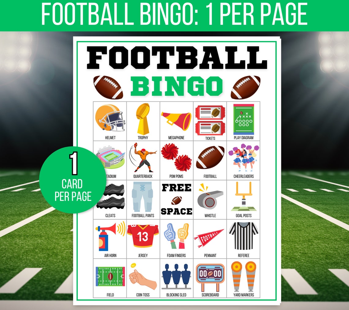 Football Bingo, 30 Printable Football Bingo Cards, Football Game ...