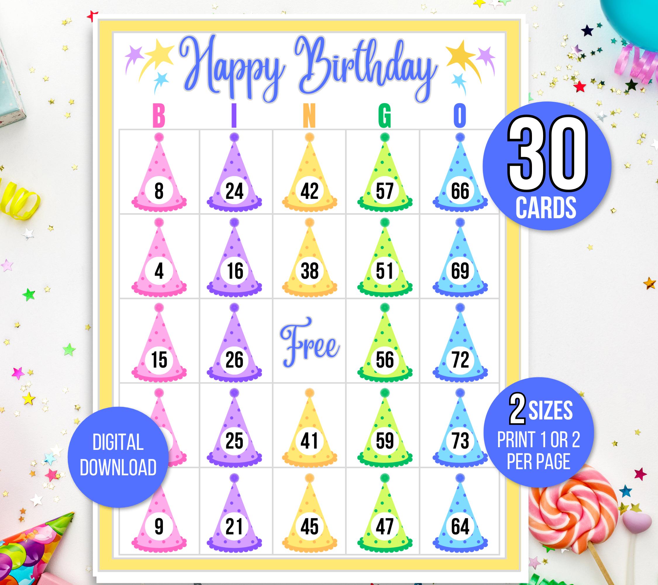 Birthday Bingo, 30 Birthday Bingo Cards, Birthday Party Game, Happy ...