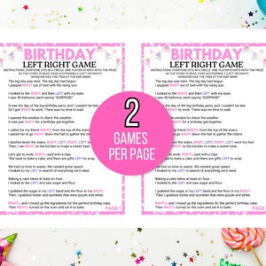 Left Right Birthday Game, Right Left Birthday Game, Girls Birthday Pass ...