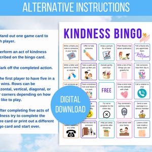 Kindness Bingo, 30 Kindness Bingo Cards, Acts of Kindness Bingo, Kid's ...