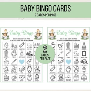 Baby Bingo, 50 Safari Baby Bingo Cards, Baby Shower Bingo, Baby Shower ...