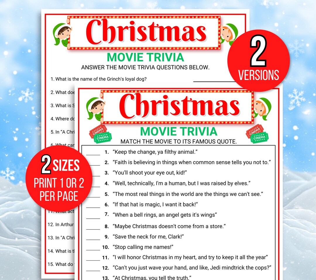 Christmas Movie Quote Trivia Game, Christmas Movie Trivia, Christmas ...