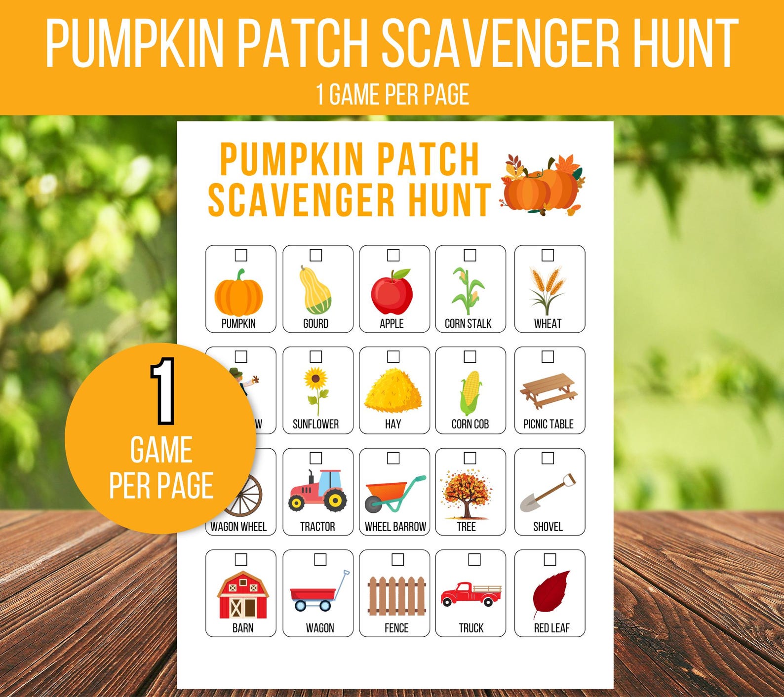 Pumpkin Patch Scavenger Hunt for Kids, Nature Scavenger Hunt, Pumpkin ...