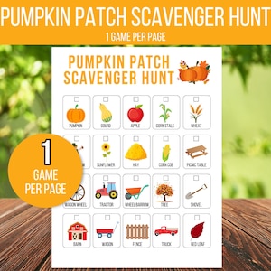 Pumpkin Patch Scavenger Hunt for Kids, Nature Scavenger Hunt, Pumpkin ...