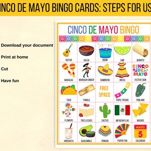 Cinco De Mayo Bingo, 30 Printable Cinco De Mayo Bingo Cards, Cinco De ...