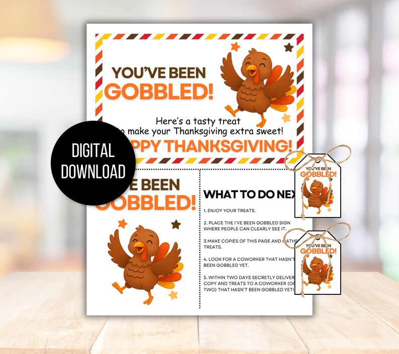 You've Been Gobbled Printable Thanksgiving Kit, I've Been Gobbled ...