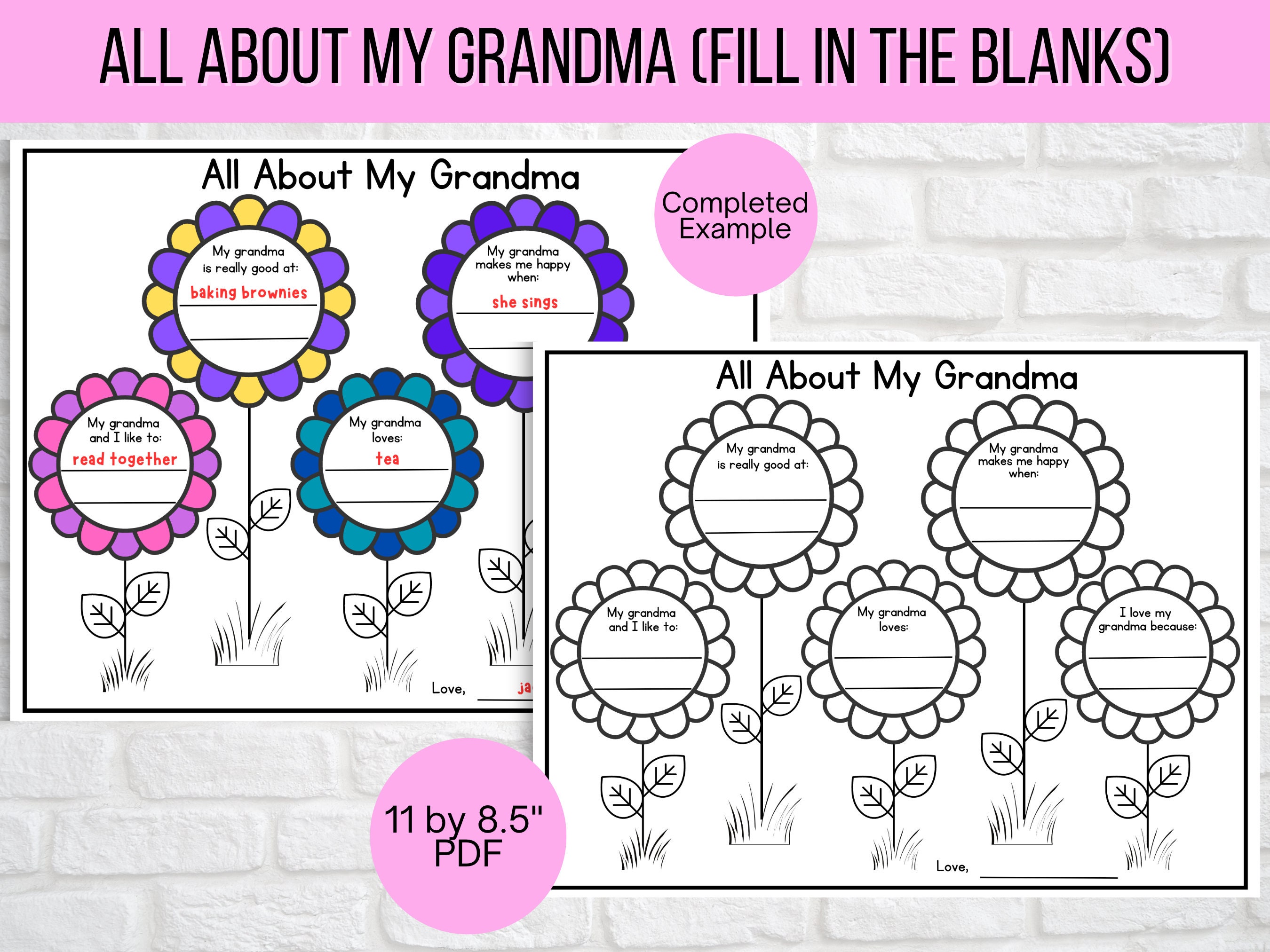 All About My Grandma Fill in the Blanks Questionnaire - Etsy