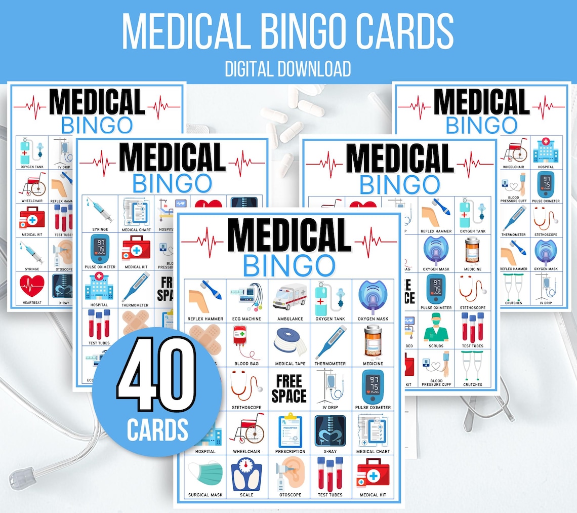 Medical Bingo, 40 Printable Medical Bingo Cards, Doctor Bingo, Nurse ...