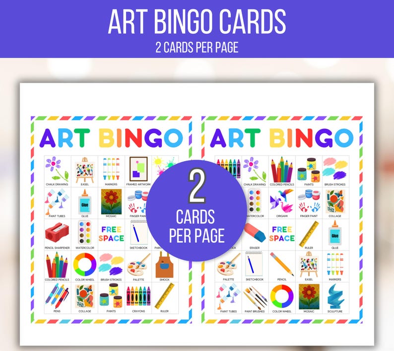 Art Bingo, 30 Printable Art Bingo Cards, Art Game, Art Party Game, Art ...