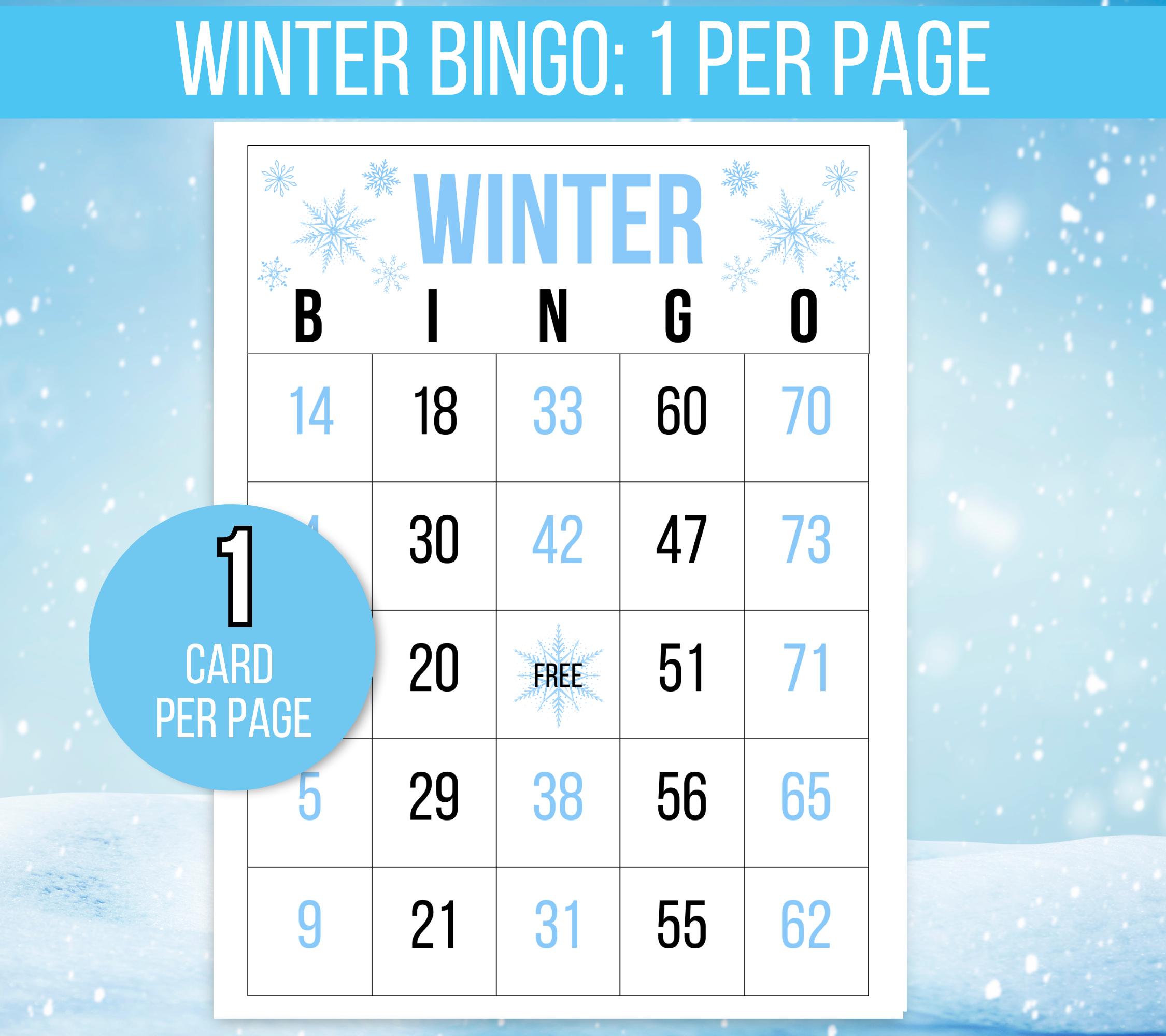300 Winter Bingo Cards, Winter Number Bingo, Winter Carte Bingo, Winter ...