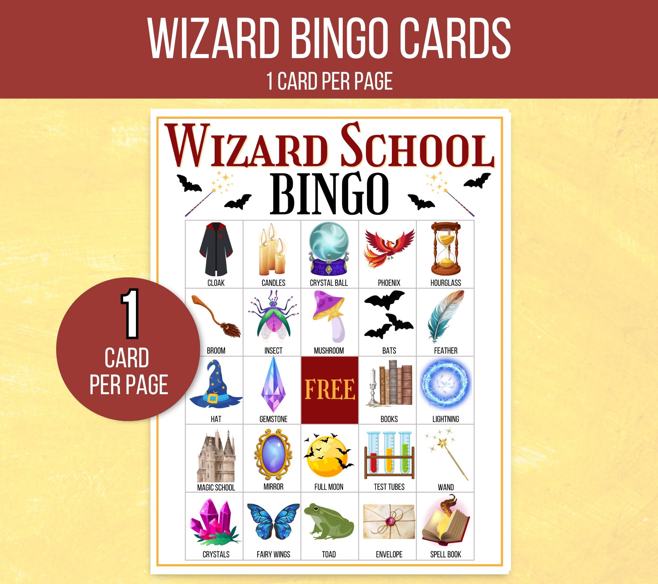 Wizard Bingo, 50 Wizard Bingo Cards, Wizard Party Game, Magic School ...