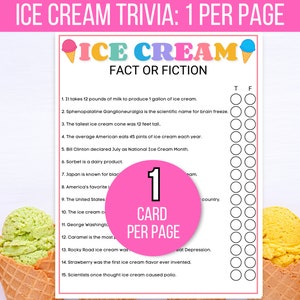 Ice Cream Trivia Game, Ice Cream Game, Ice Cream Social Game,ice Cream ...